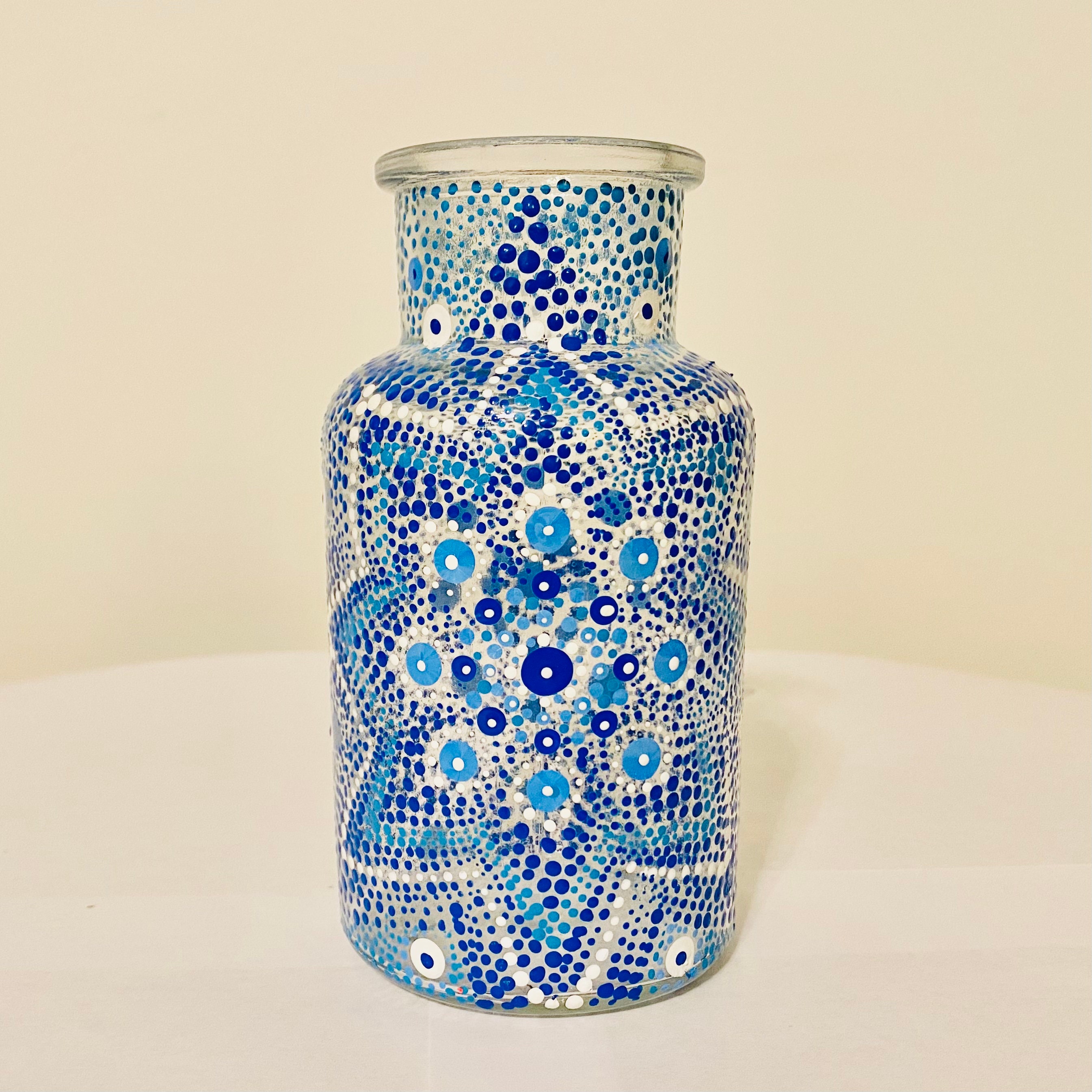 Hand Painted Milk Bottle Vase - Dot Mandala - Etsy