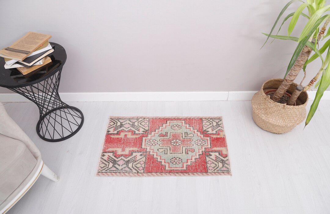 Oushak Mini Rug, 2x3 Vintage Mini Rug, Turkish Door Mat, Anatolian Mini ...