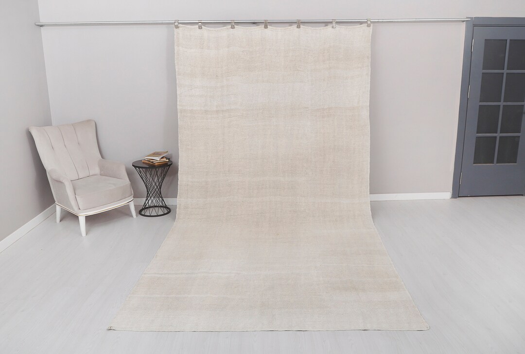 7x12 Hemp Rug, Handmade Hemp, White Hemp Rug, Turkish Hemp Rug, Vintage ...