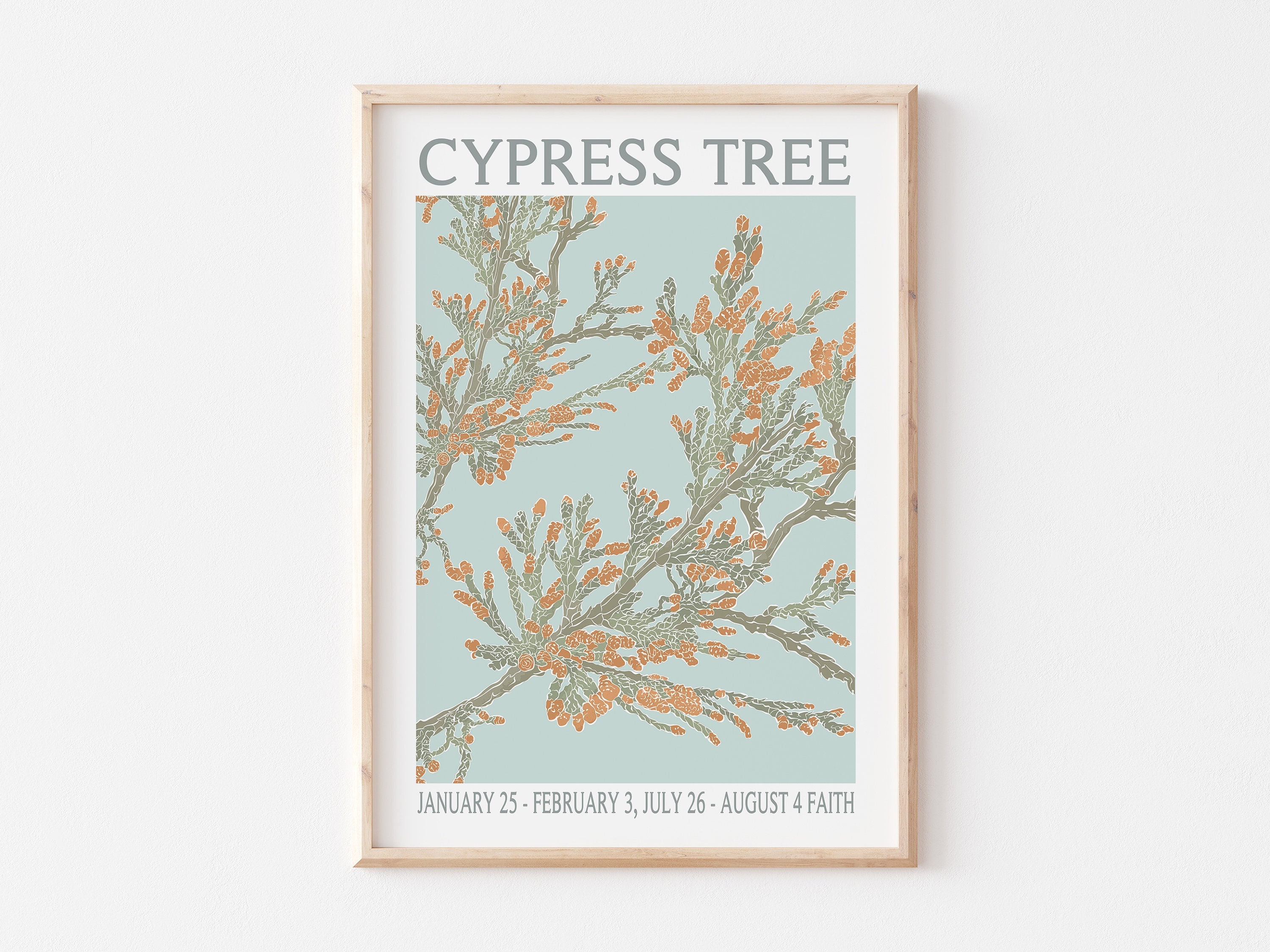 Personalized Birth Tree Print, Custom Wall Art, Cypress Tree Print ...