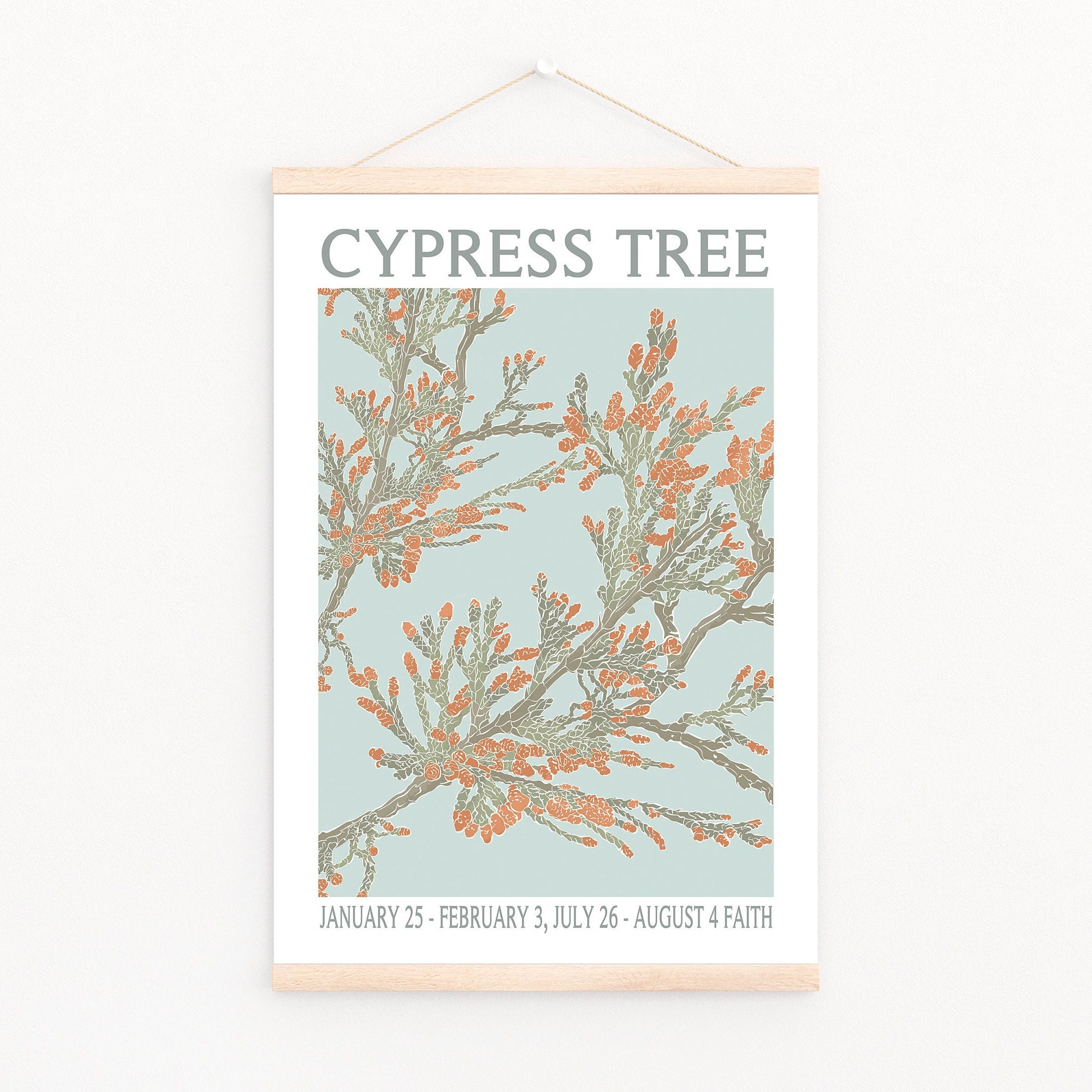 Personalized Birth Tree Print, Custom Wall Art, Cypress Tree Print ...