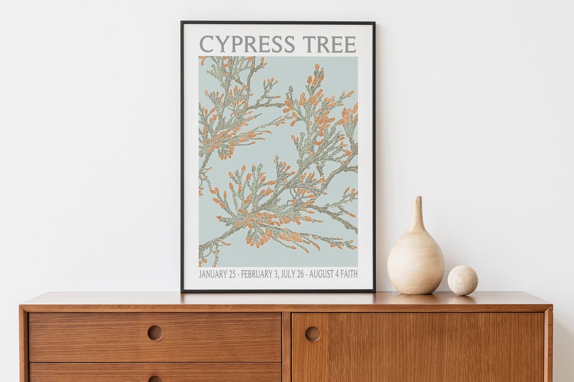 Personalized Birth Tree Print, Custom Wall Art, Cypress Tree Print ...