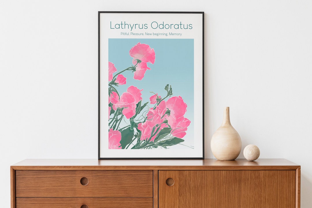 Sweet Pea Art, Plant Poster, Printable Wall Art, Botanical Wall Art ...