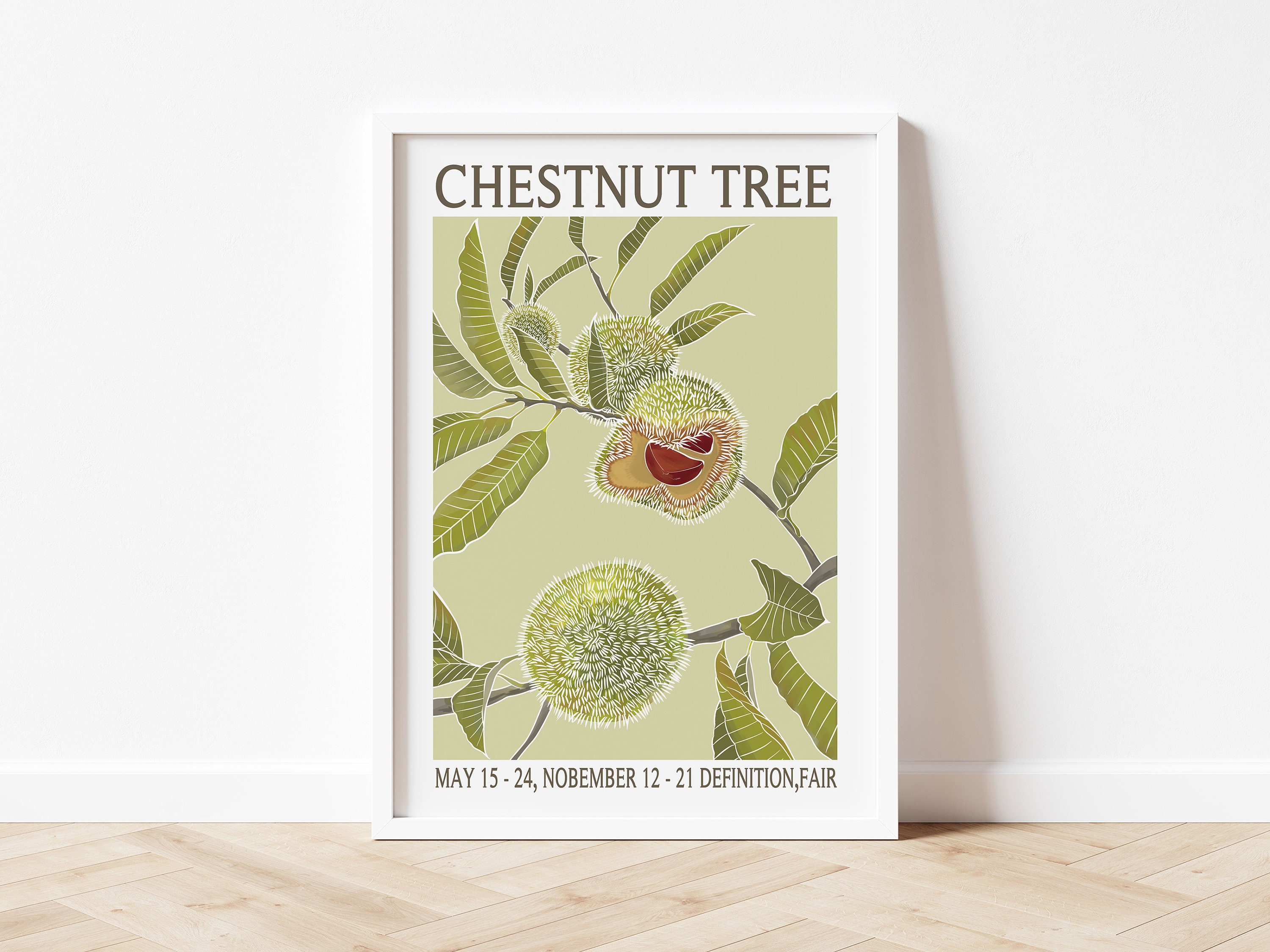 Personalized Birth Tree Print, Custom Wall Art, Chestnut Tree Print ...