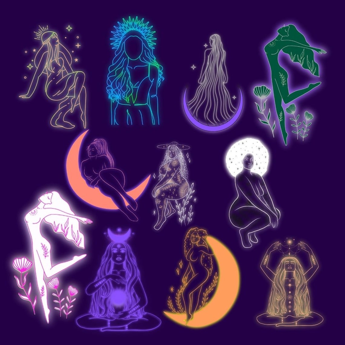 Mystic Neon Goddess PNG, Clip Art, Goddess PNG, Goddess Art, Neon ...