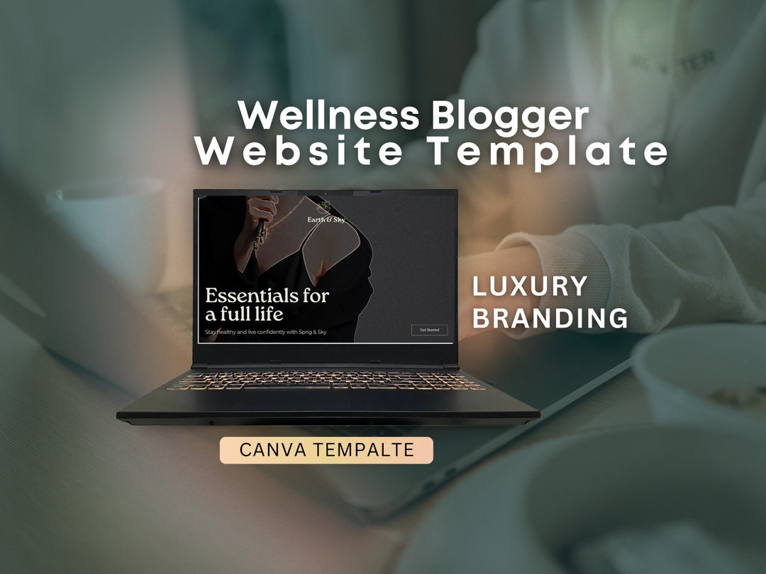 Wellness Blogger Canva Template Website for Bloggers in Black, Lavender ...