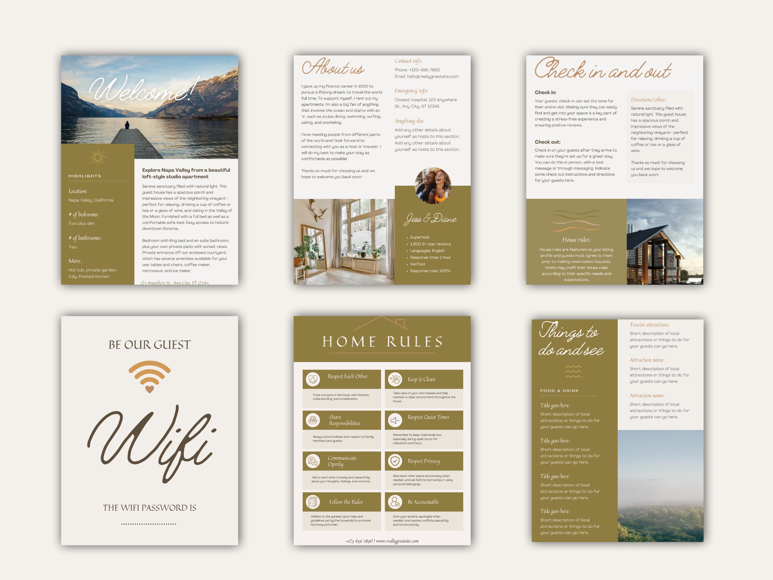Home Rental Welcome Booklet Canva Template | Airbnb, Short-term Rental ...