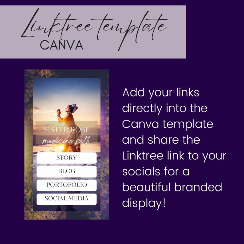 Spiritual Website Template, Navy Dark Blue, Website Template for Canva, Linktree Template ...
