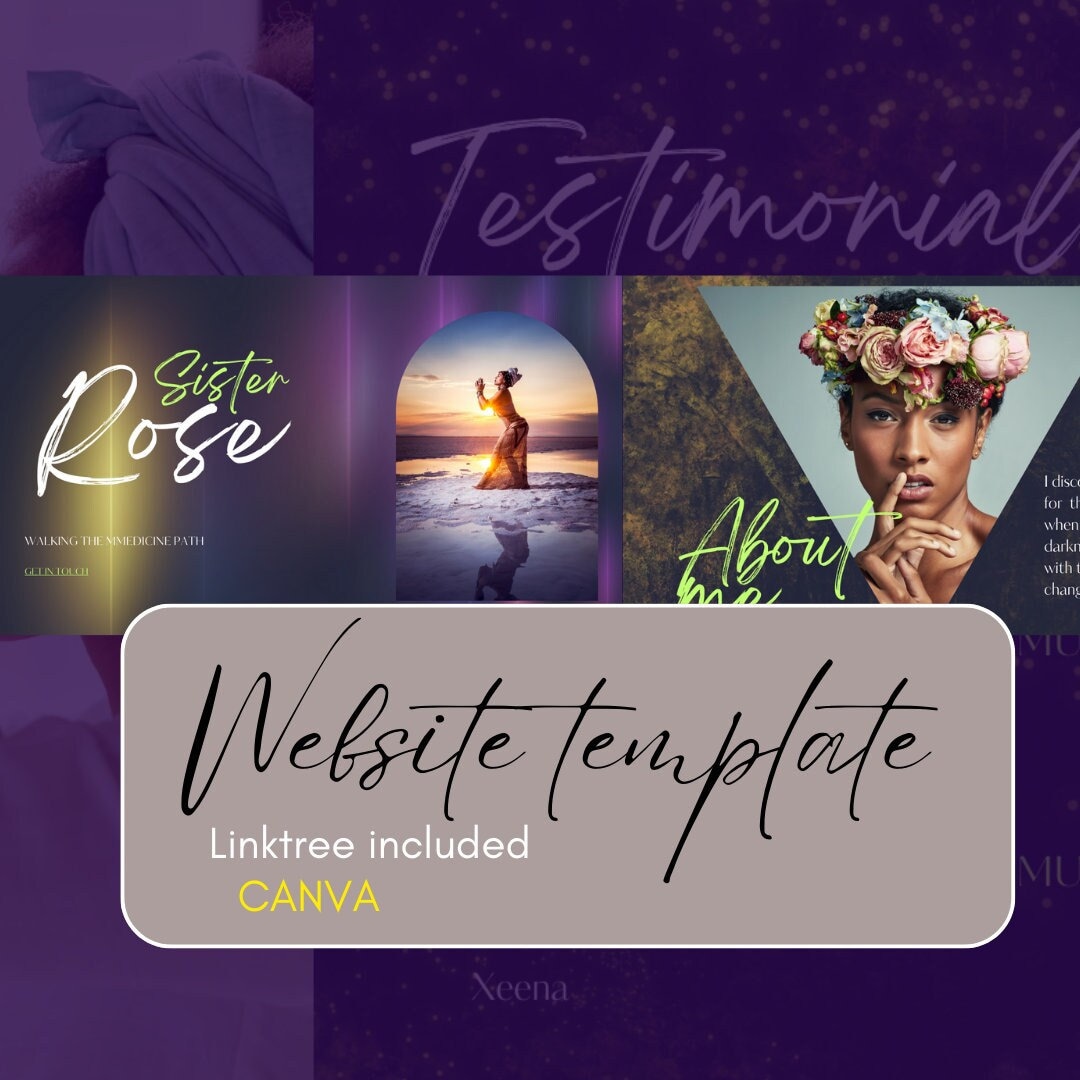 Spiritual Website Template, Navy Dark Blue, Website Template for Canva ...
