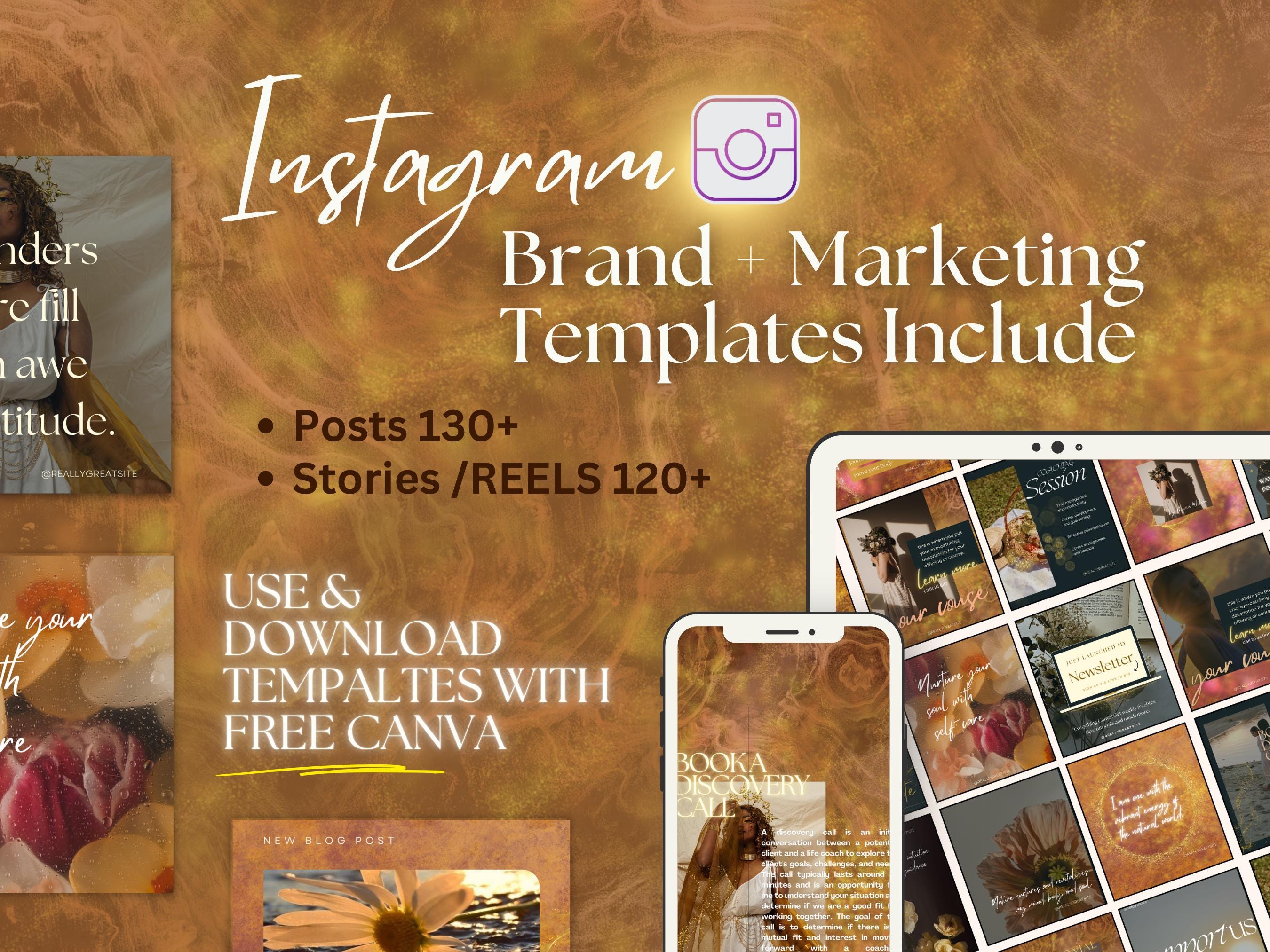 Gold Goddess Instagram Canva Template for Spiritual Wellness Coaches ...