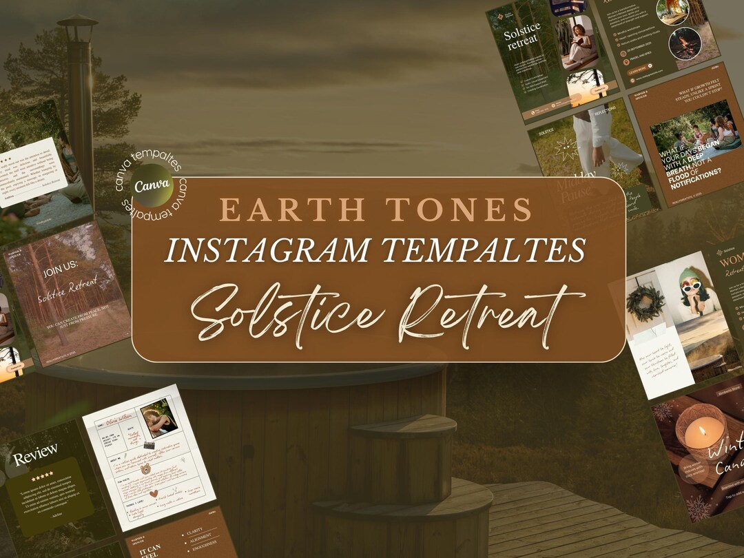 Winter SOLSTICE Retreat Instagram Canva Templates | Earth Tones ...