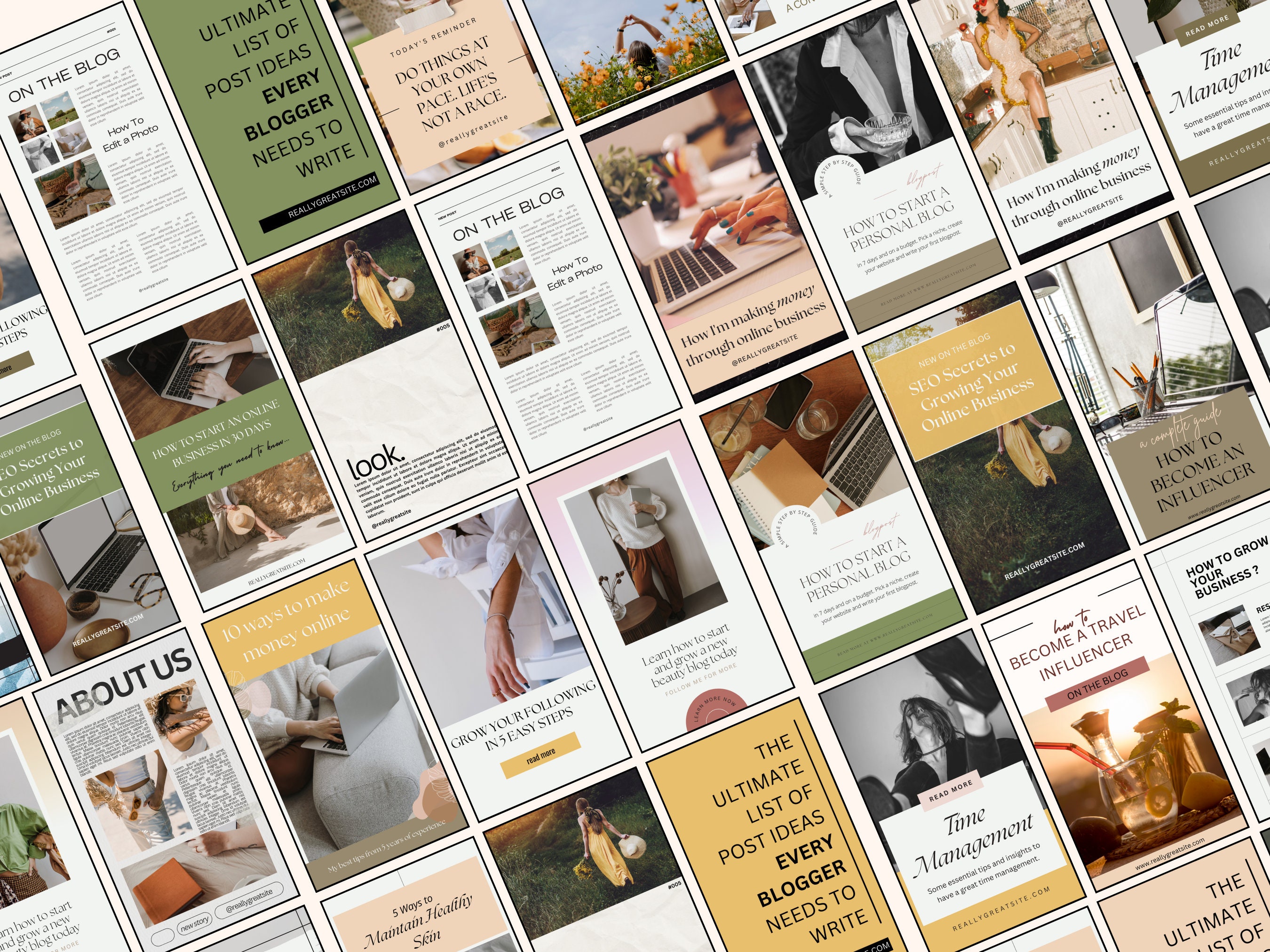 Pinterest Pins Canva Template for Bloggers, Grow Your Blog With ...