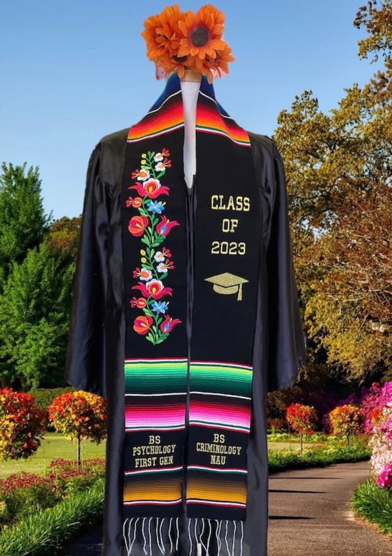Floral Embroidered Personalized Mexican Graduation Stole Class - Etsy