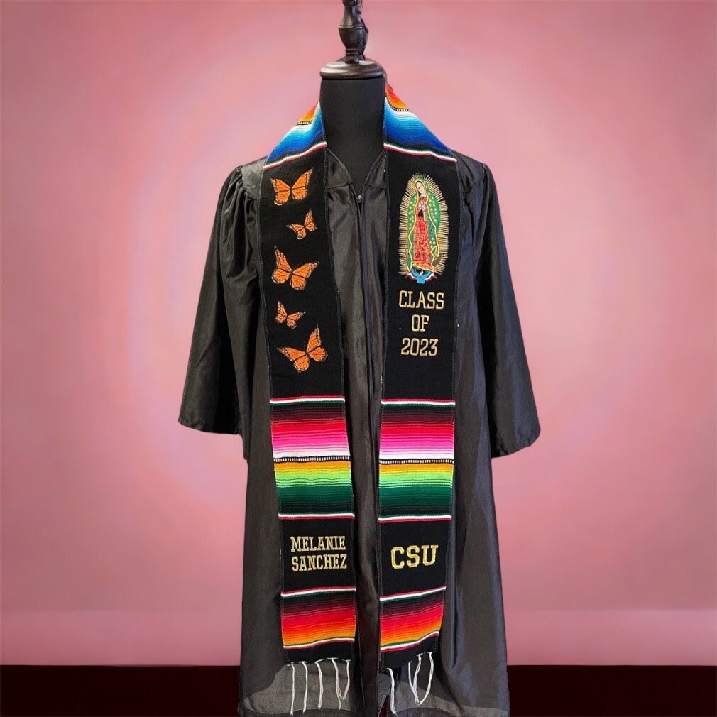 Butterfly Mexican Embroidered Custom Sarape Graduation Stole ...