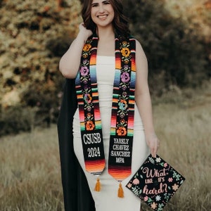 Hand Embroidered Flowers/mexican Sarape Graduation Stole Personalized ...