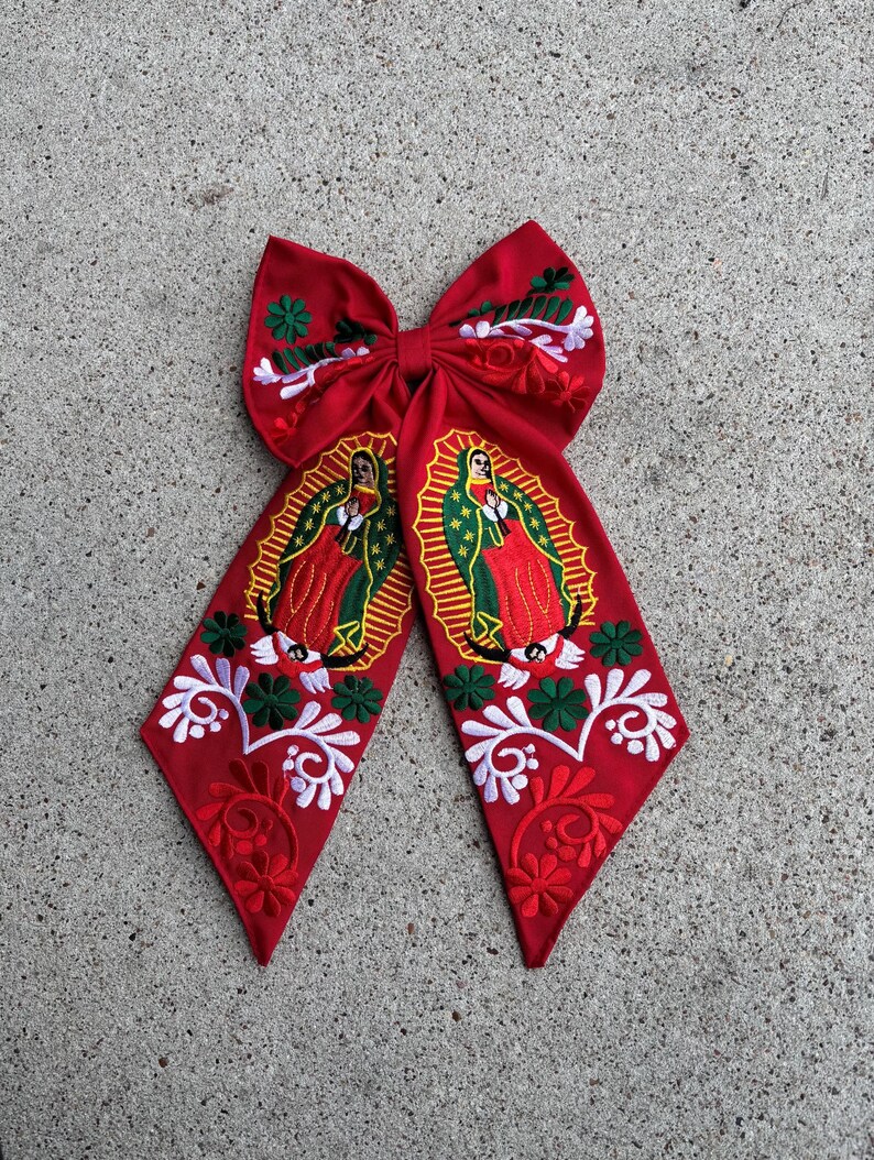Virgen De Guadalupe Bow, Embroidered Hair Bow - Etsy Canada