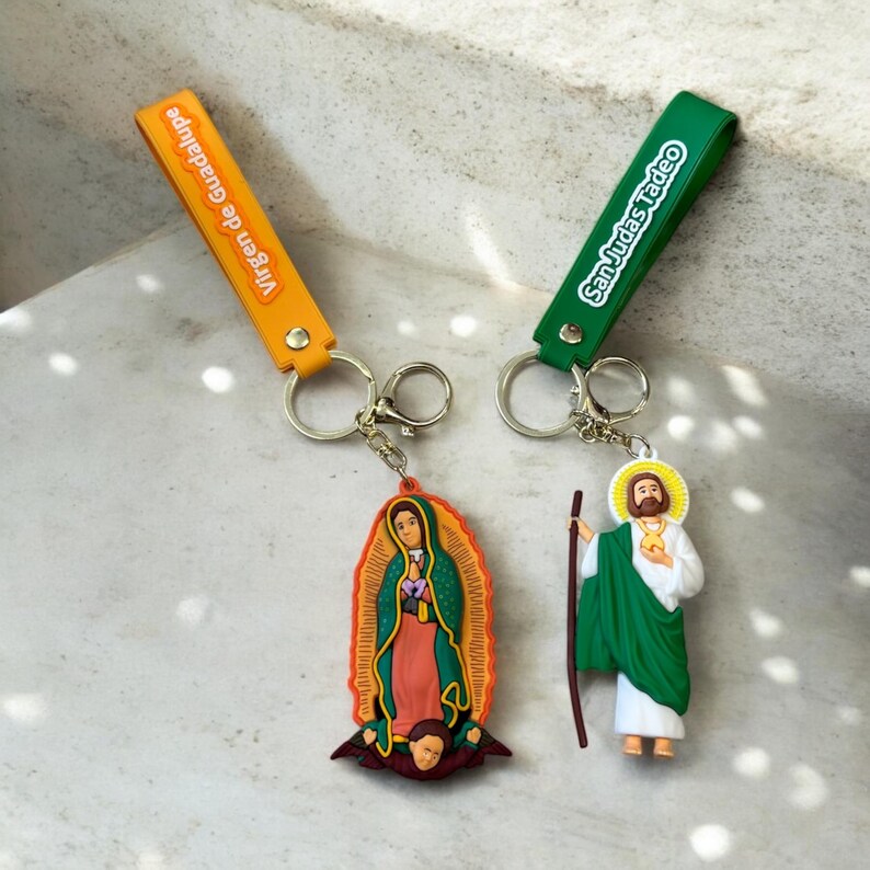 San Judas & Virgen Guadalupes Wristle Keychain - Etsy