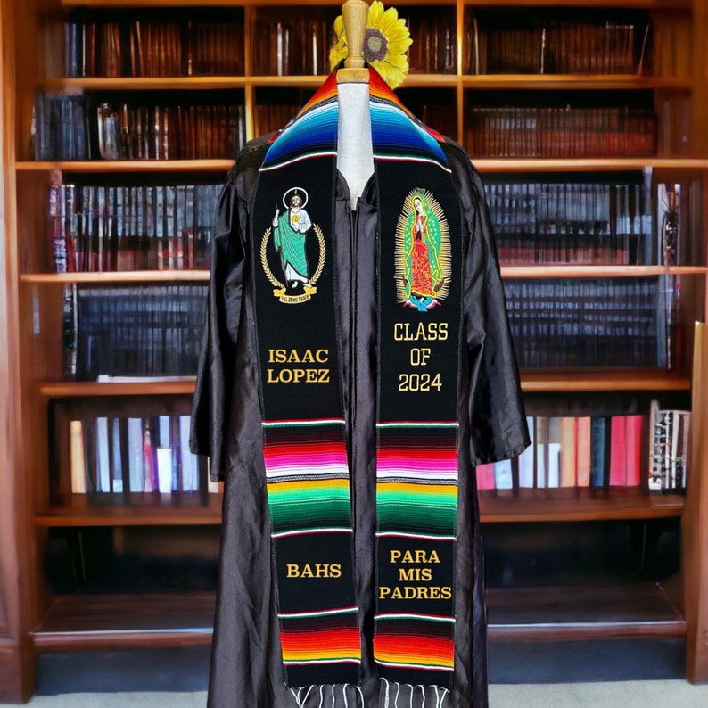 San Judas & Virgen Custom Sarape Graduation Stole/personalized Stole - Etsy