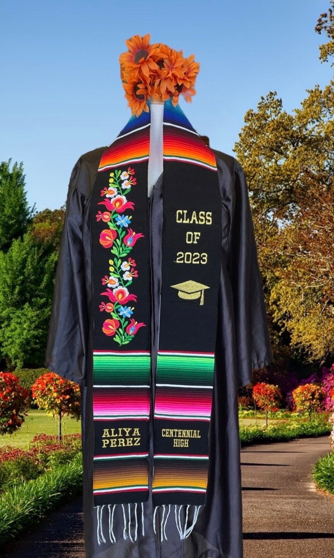 Floral Embroidered Personalized Mexican Graduation Stole Class - Etsy