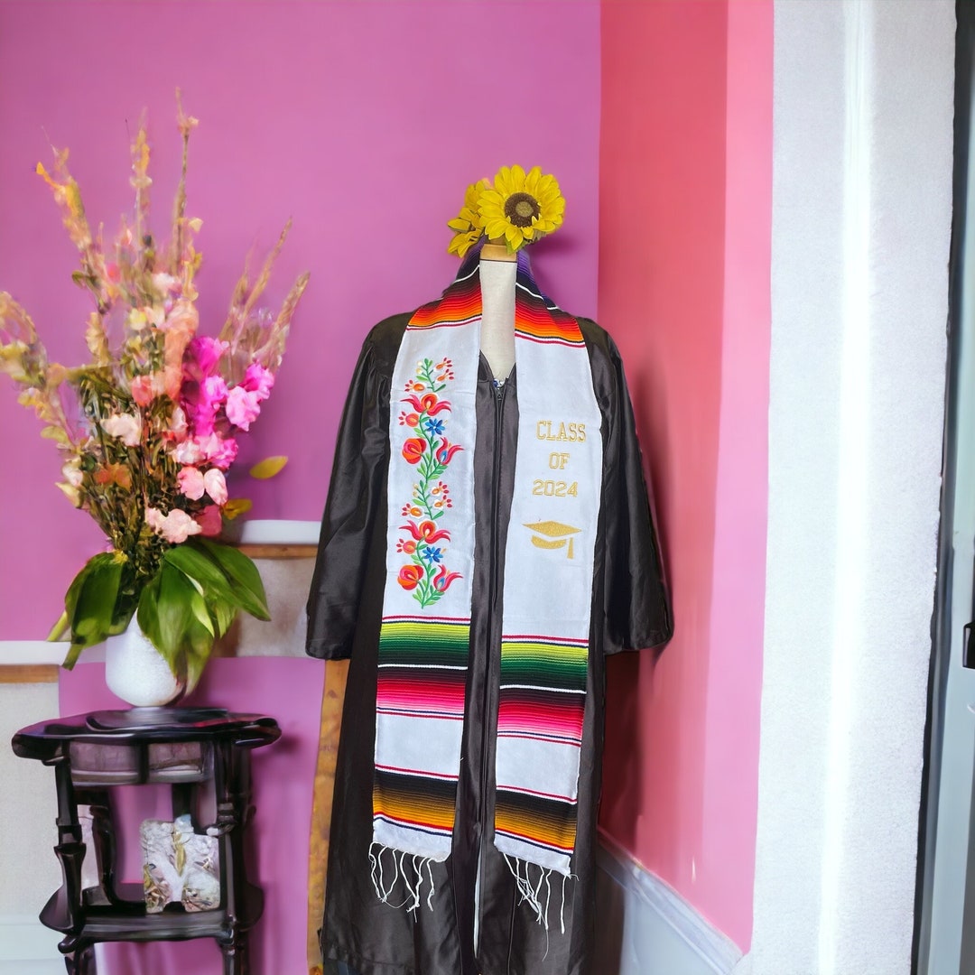 Floral Embroidered Mexican Graduation Stole - Etsy