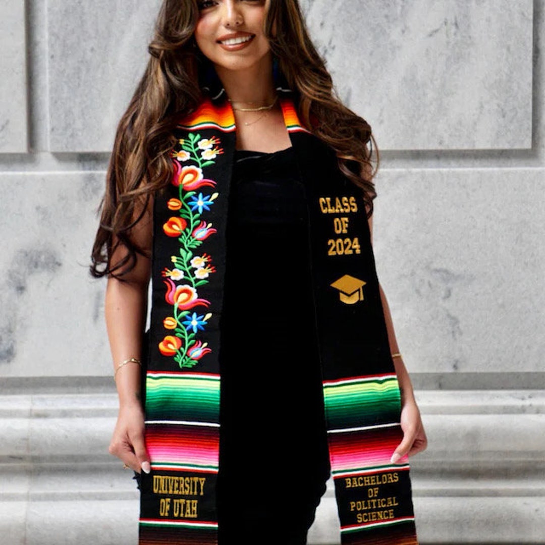 Floral Embroidered Personalized Mexican Graduation Stole/limited ...