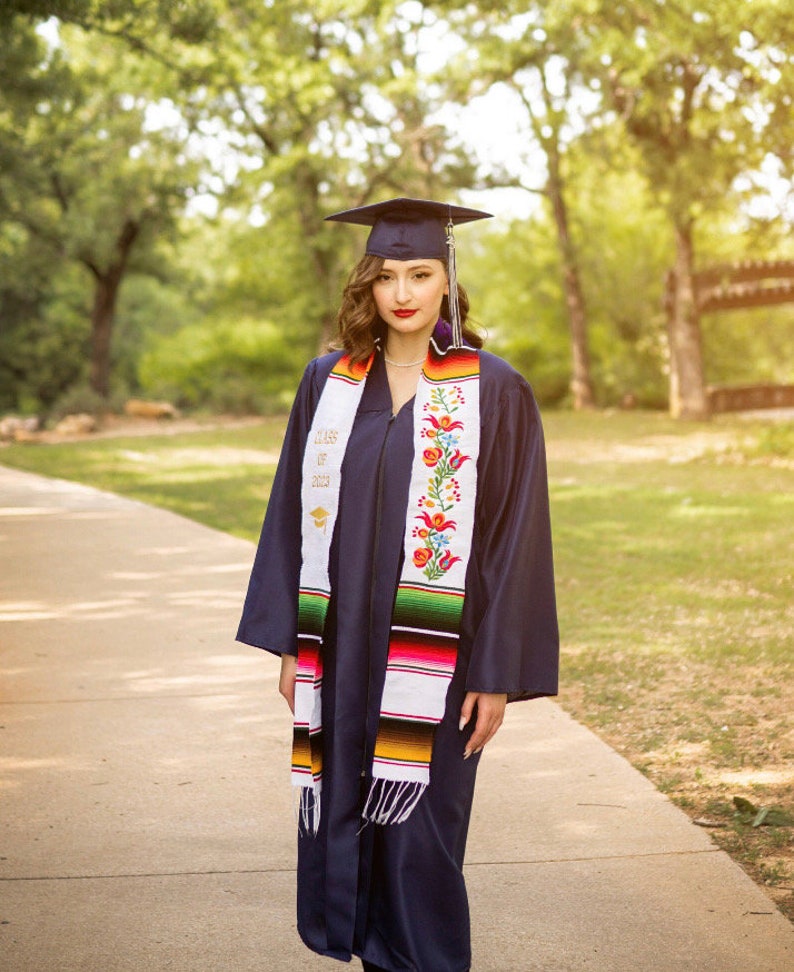 Floral Embroidered Personalized Mexican Graduation Stole - Etsy