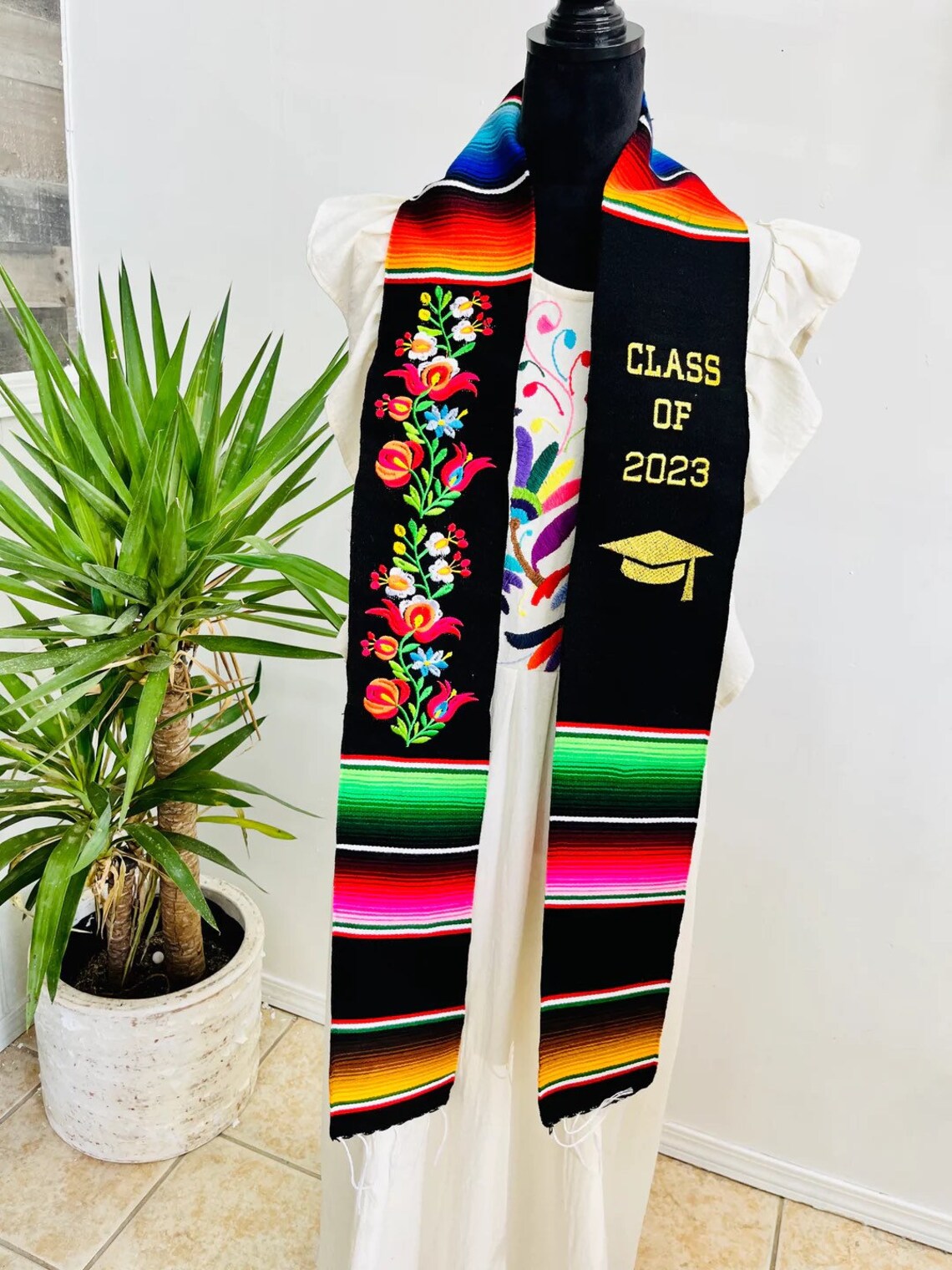 Floral Embroidered Mexican Graduation Stole - Etsy