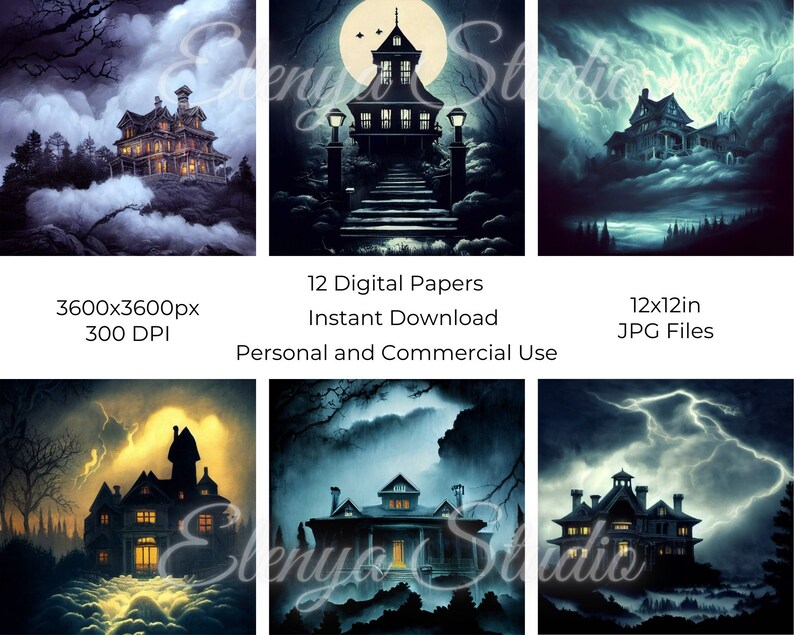 Haunted Mansion Backgrounds Halloween Digital Paper - Etsy