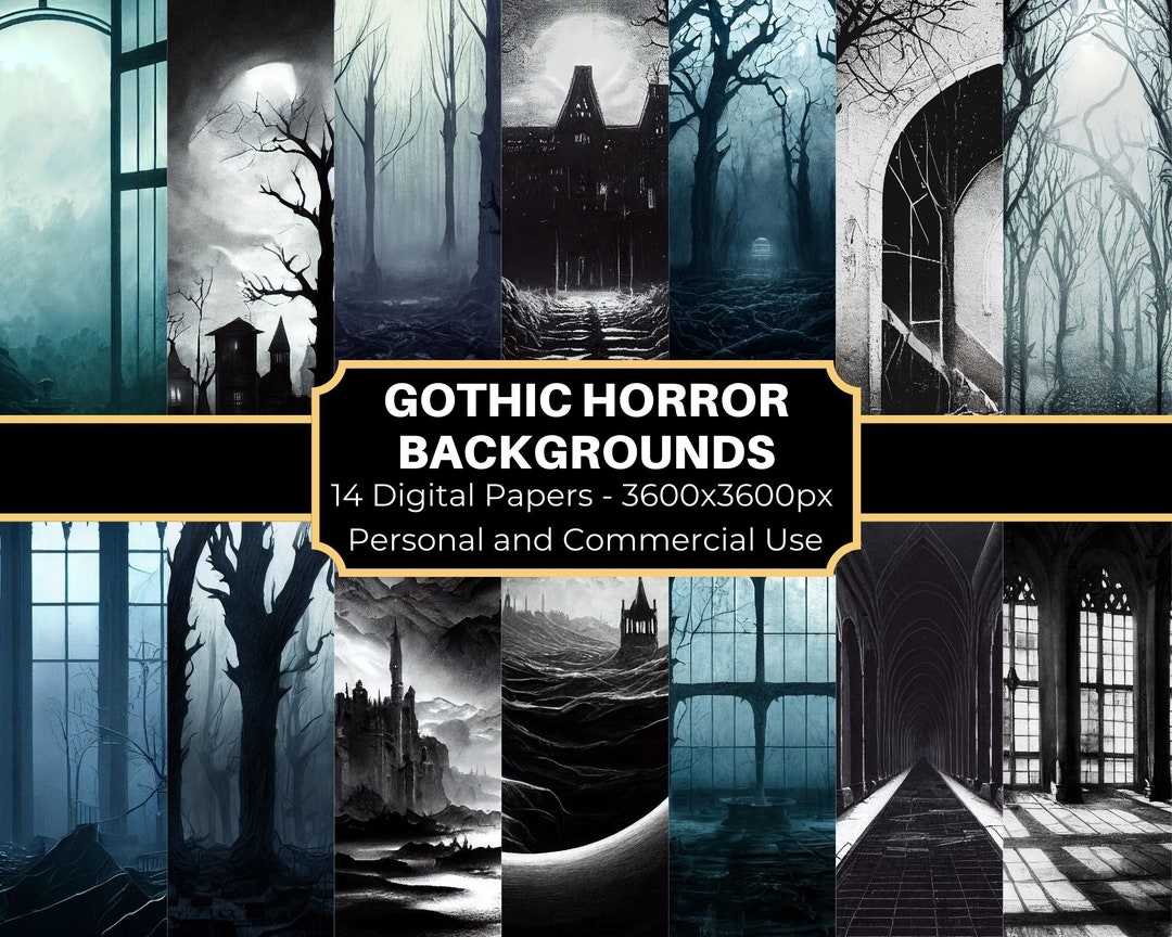 Gothic Horror Backgrounds Halloween Scenery Digital Paper Printable ...