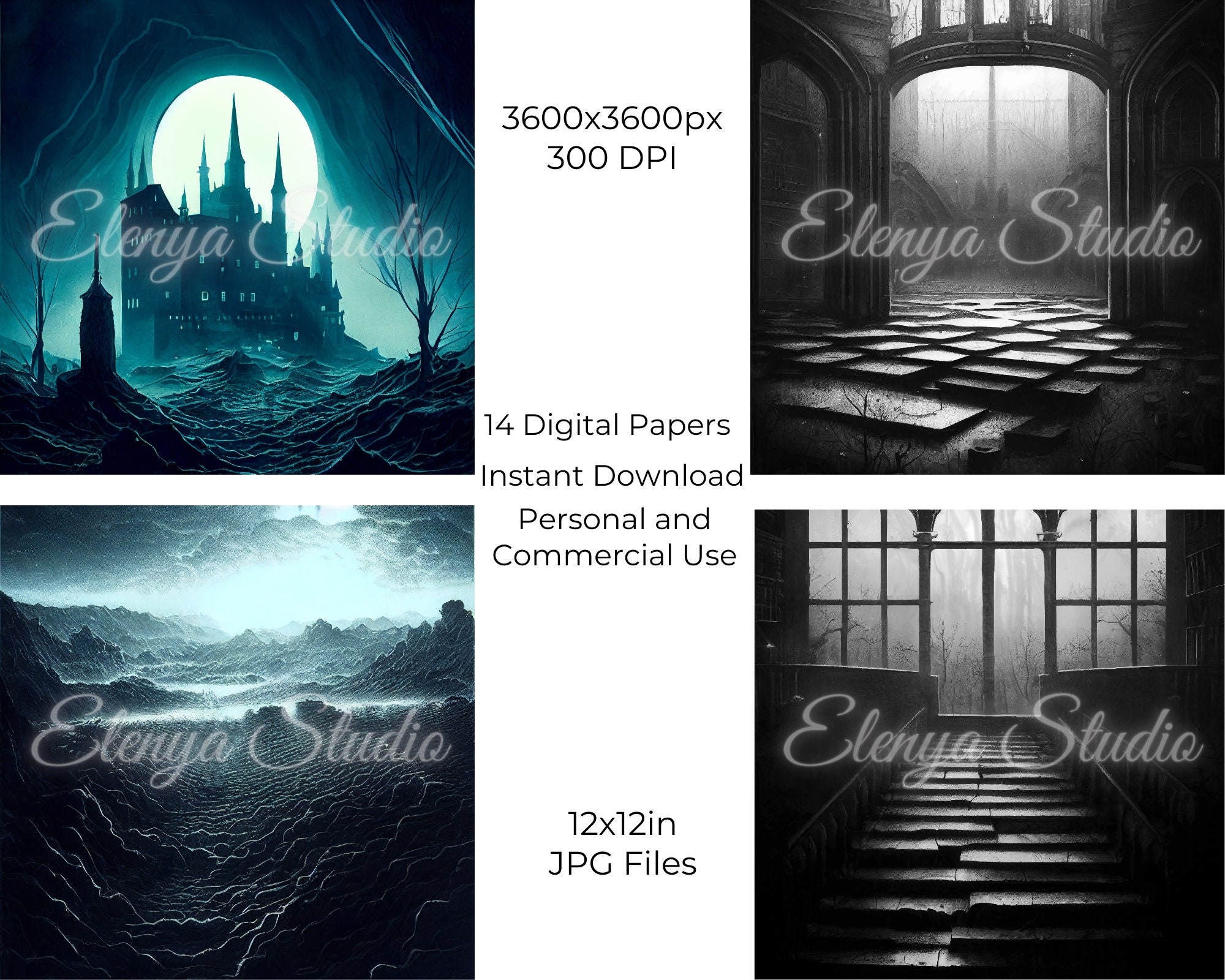 Gothic Horror Backgrounds Halloween Scenery Digital Paper - Etsy