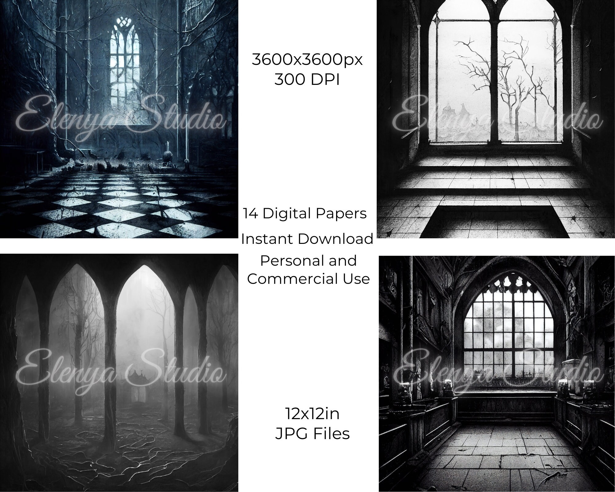 Gothic Horror Backgrounds Halloween Scenery Digital Paper - Etsy
