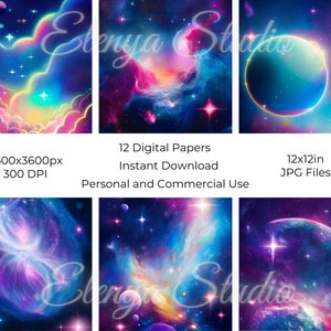 Galaxy Backgrounds Nebula Outer Space Digital Paper Printable Scrapbook ...