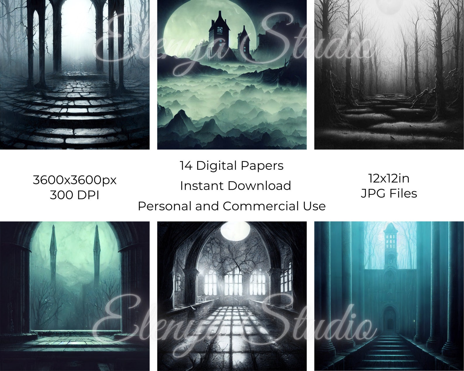 Gothic Horror Backgrounds Halloween Scenery Digital Paper - Etsy