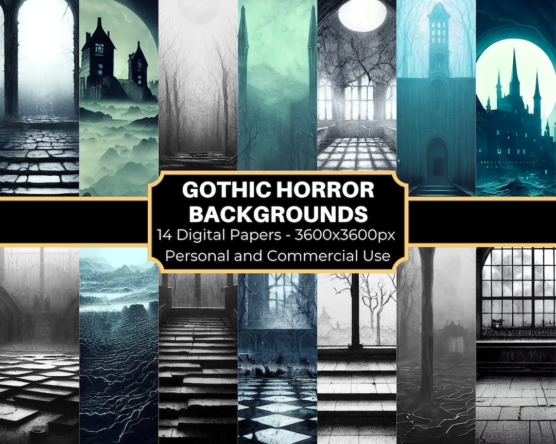 Gothic Horror Backgrounds Halloween Scenery Digital Paper Printable ...