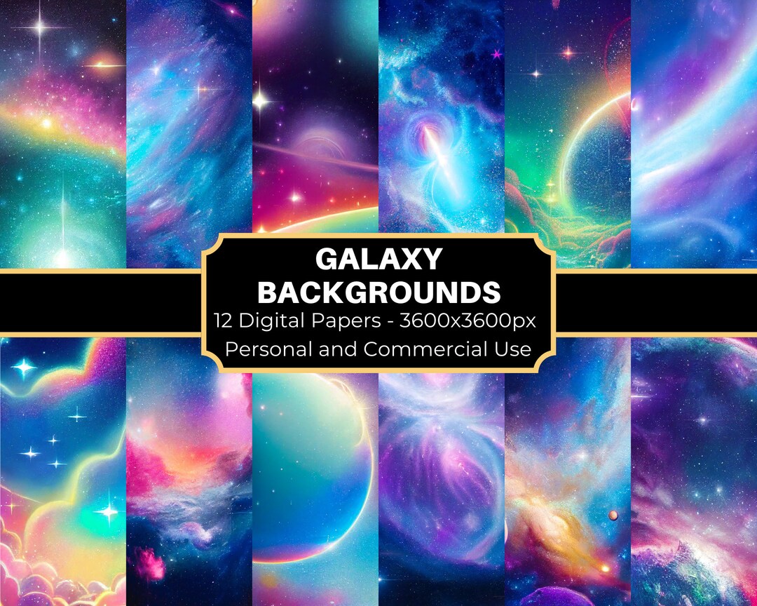 Galaxy Backgrounds Nebula Outer Space Digital Paper Printable Scrapbook ...