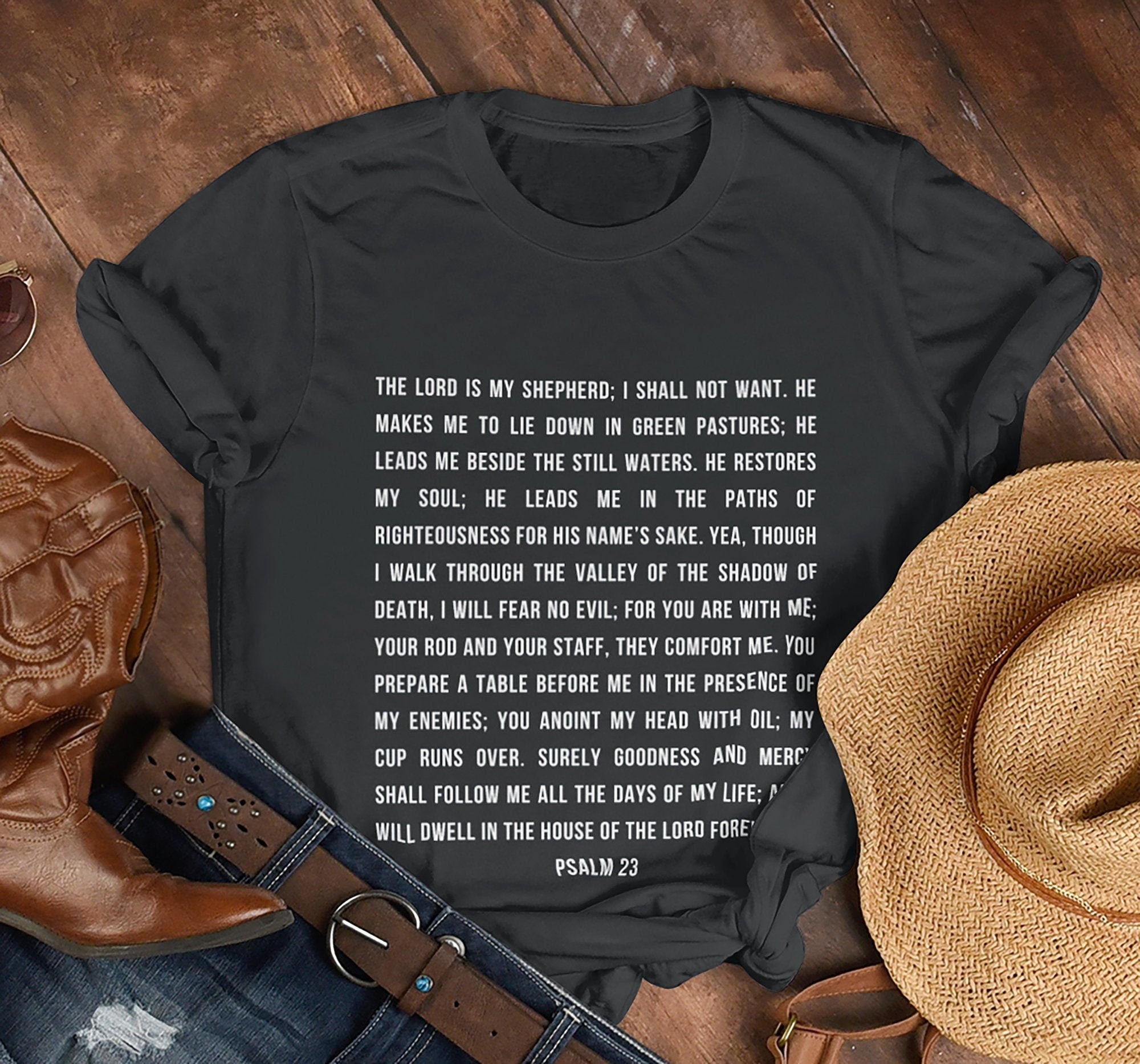 Full Bible Text Shirt Psalm 23 T-Shirt the Lord Is My | Etsy