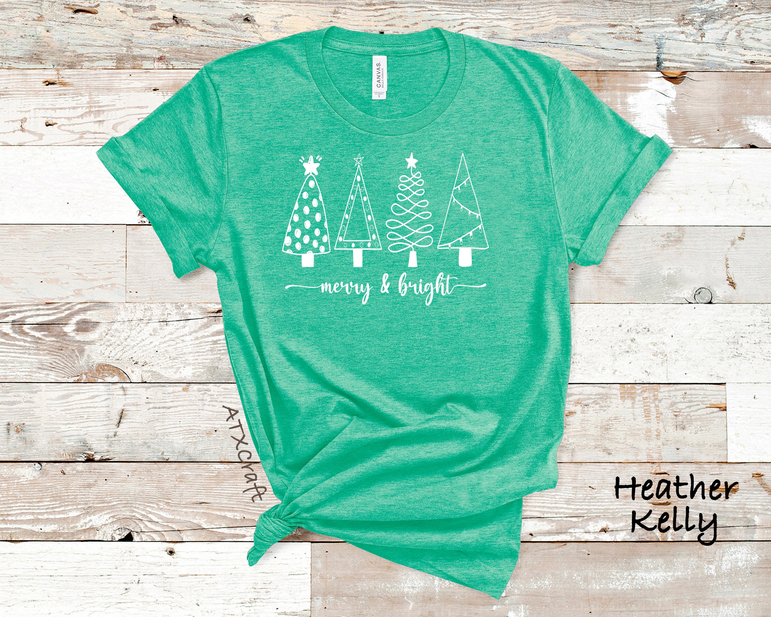 Merry and Bright Christmas Tree Shirt Christmas Shirts for - Etsy