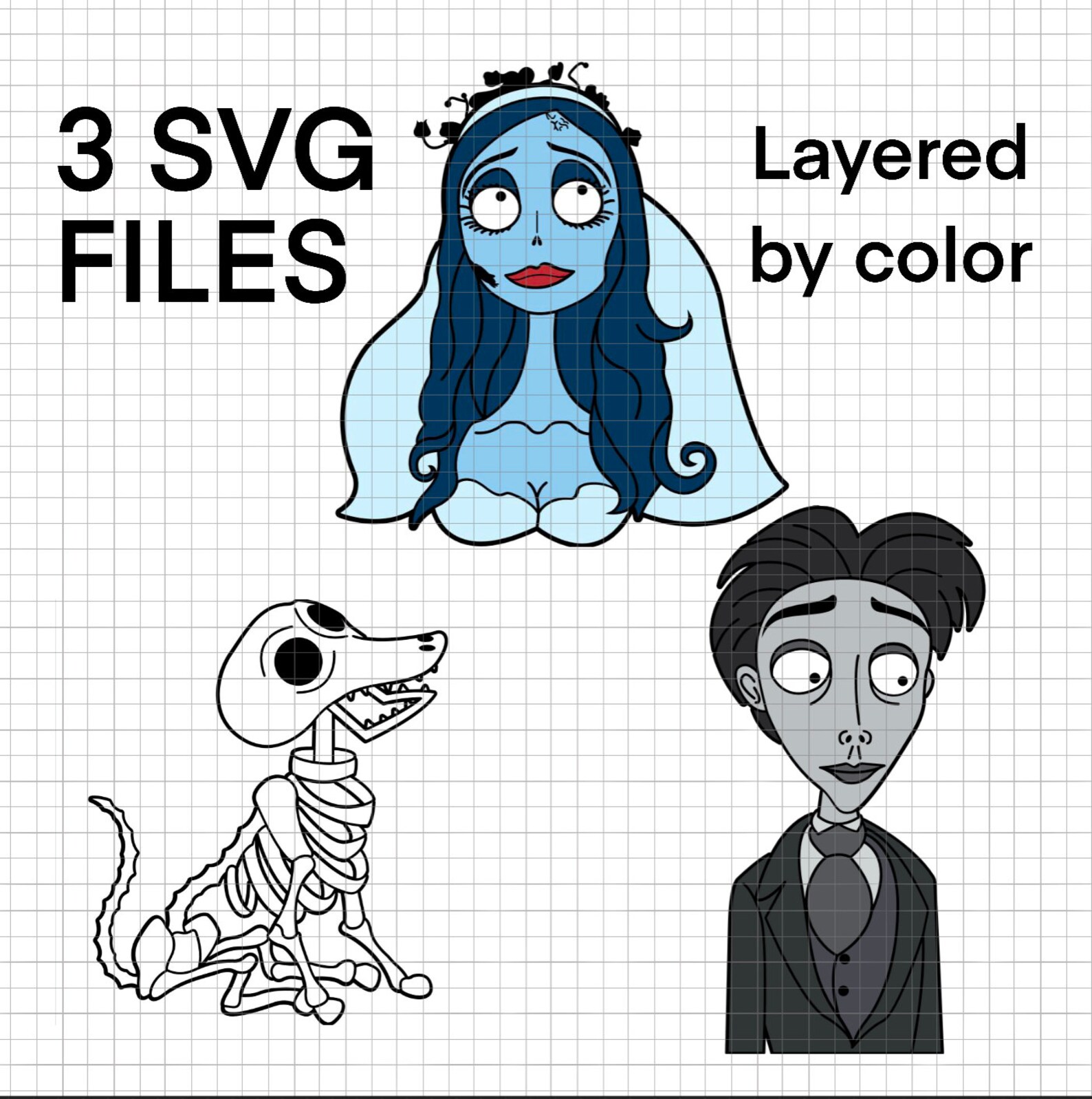 3 Corpse Bride SVG Bundle/ Instant Download/ | Etsy