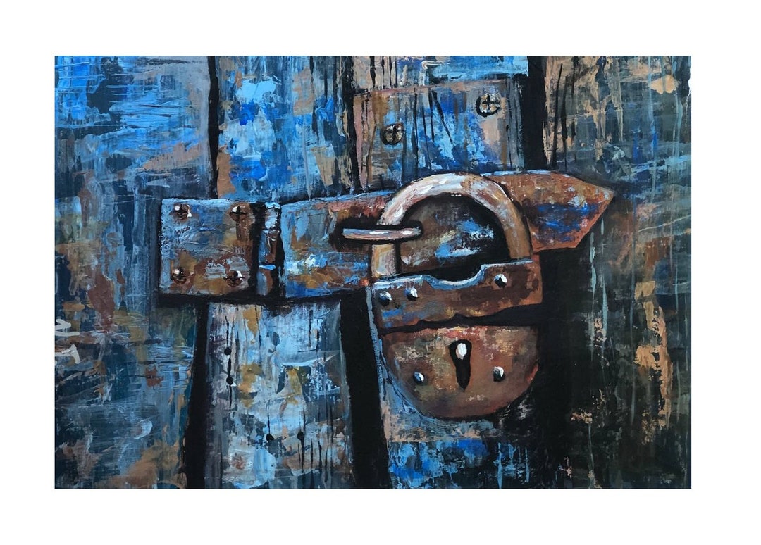 The Door Lock Art Print From Original Acrylic by Beautyindetailstudio ...