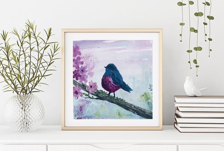 Australian Robin Bird Original Oil Painting Impasto Art 6 by 8 Inches ...