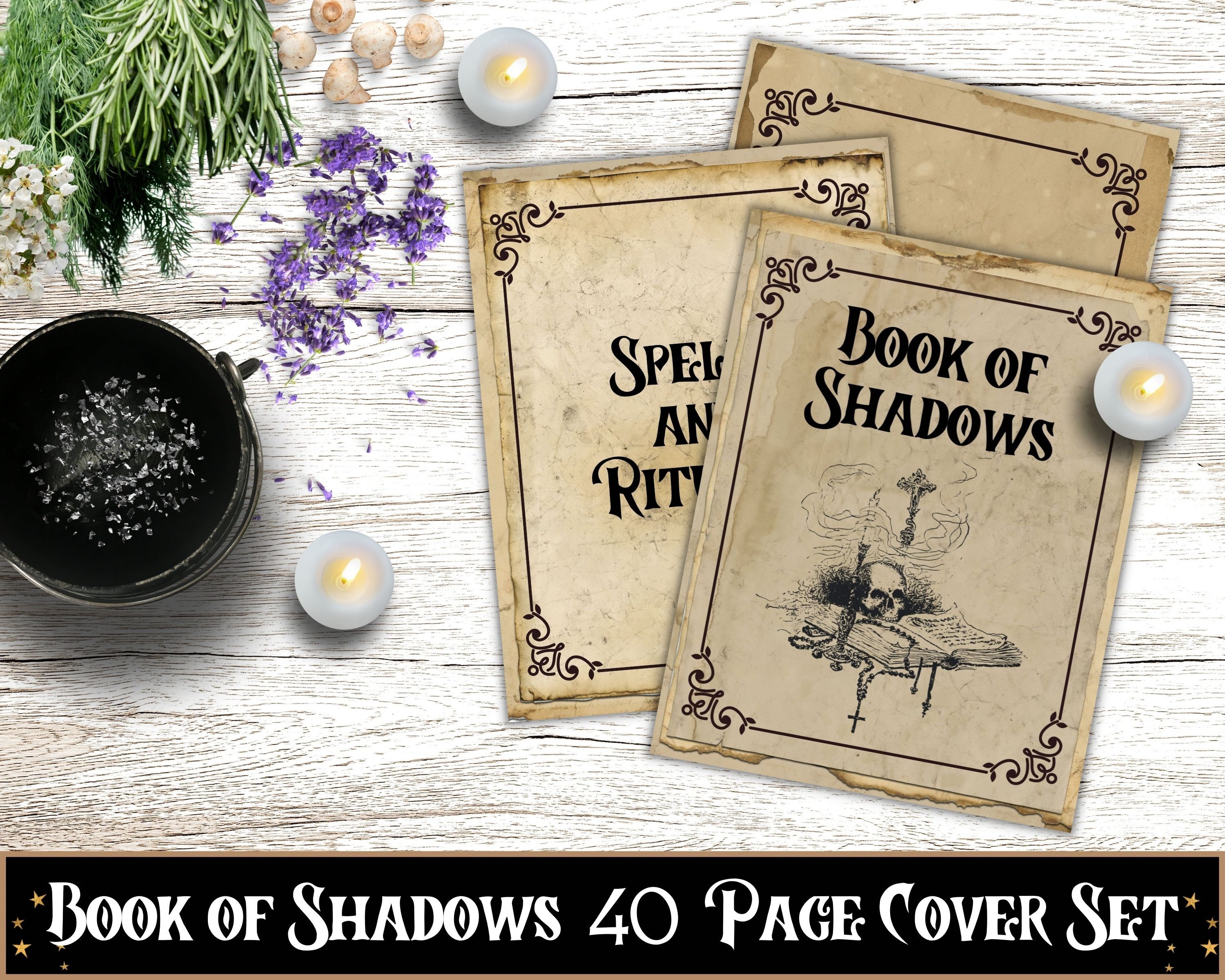 Book of Shadows Cover and Dividers Grimoire Cover Printable - Etsy