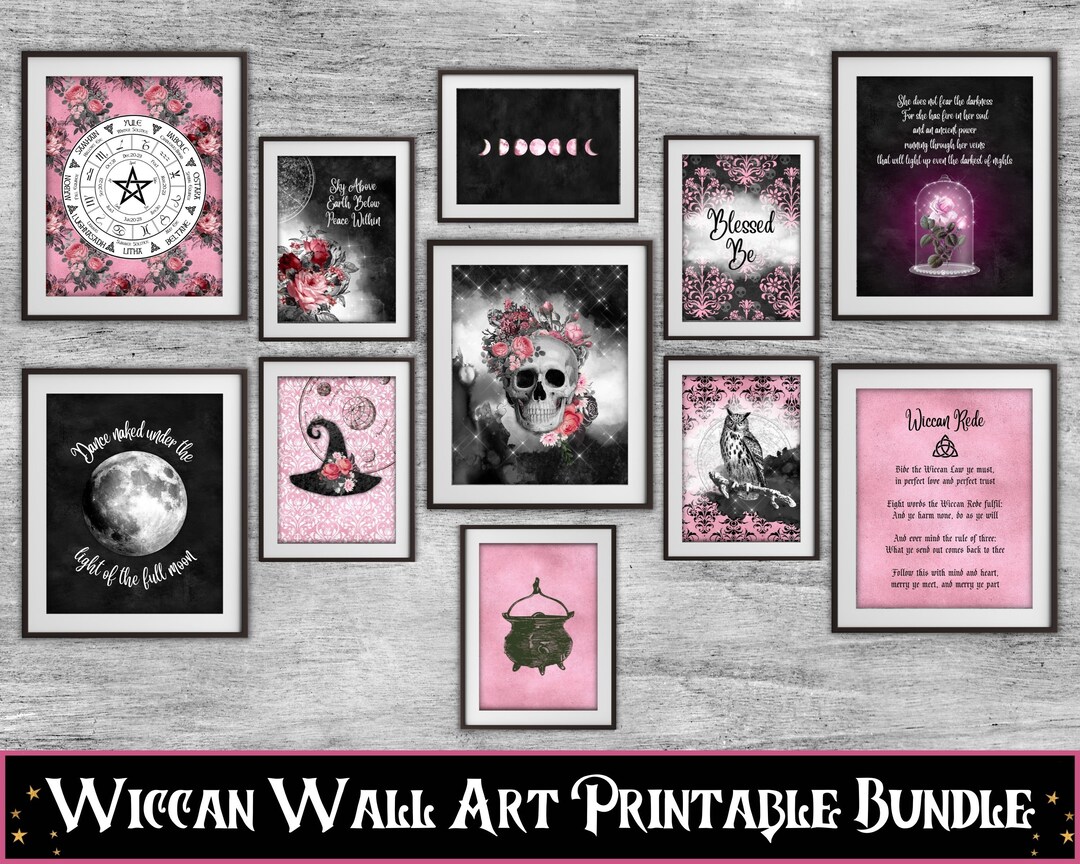 Pink Goth Wiccan Wall Art Bundle, Grimoire Downloads, Book of Shadows ...