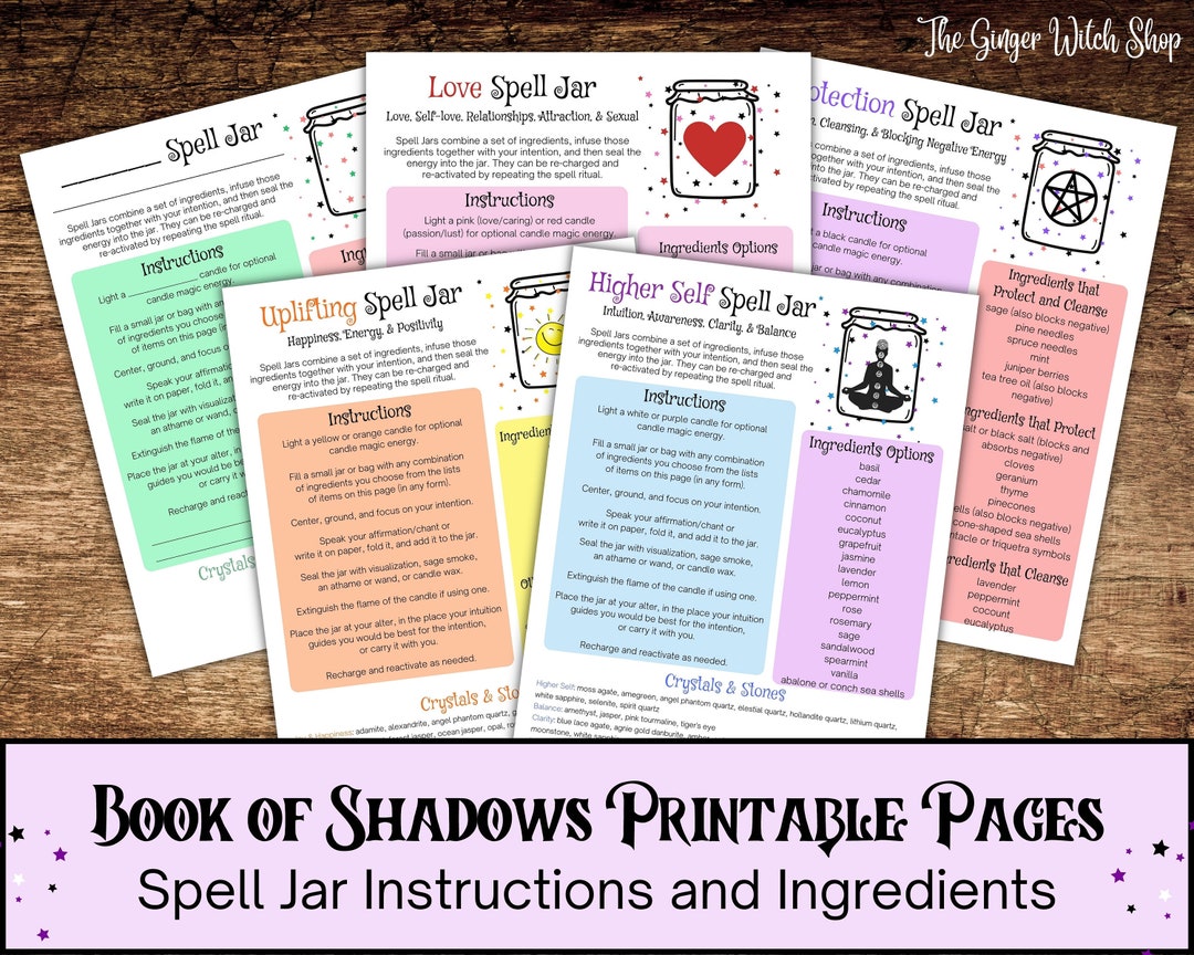 Book of Shadows Bundle, Spell Jars, Grimoire Pages, Spell Worksheets ...