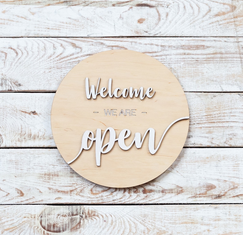 Open Closed Sign Round Wooden Open Sign Business Boutique | Etsy