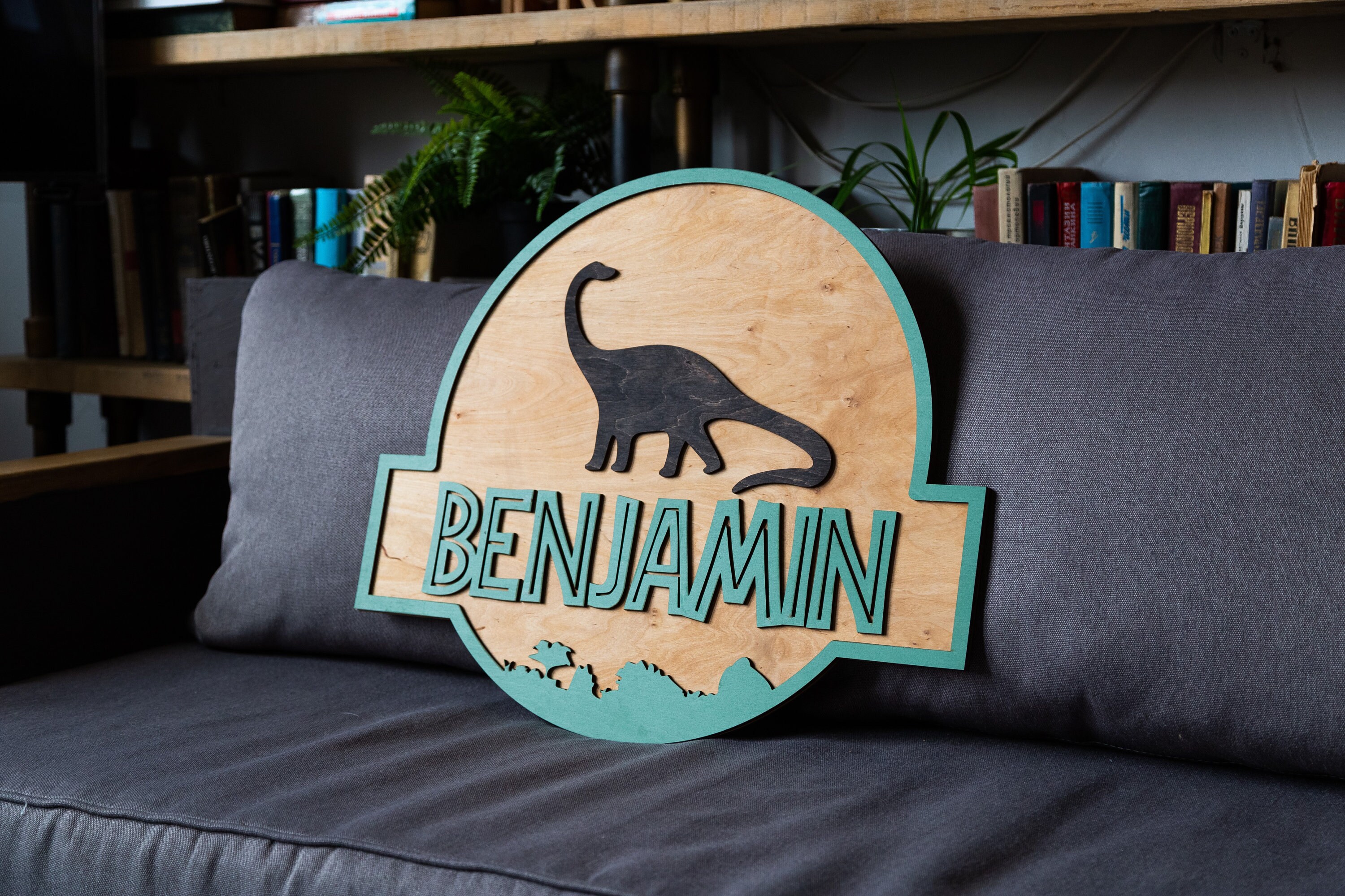 Dinosaur T-rex Name Sign Nursery Name Sign for Boys Jurassic | Etsy