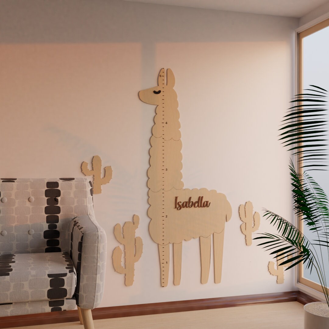 Llama Wooden Height Chart, Custom Growth Chart , Llama Nursery Gaming ...