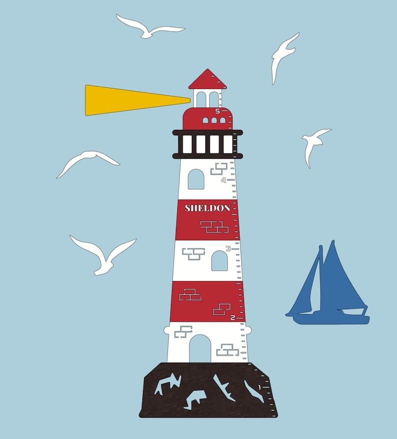 Lighthouse Growth Chart, Nautical Theme Nursery Decor, First Birthday ...