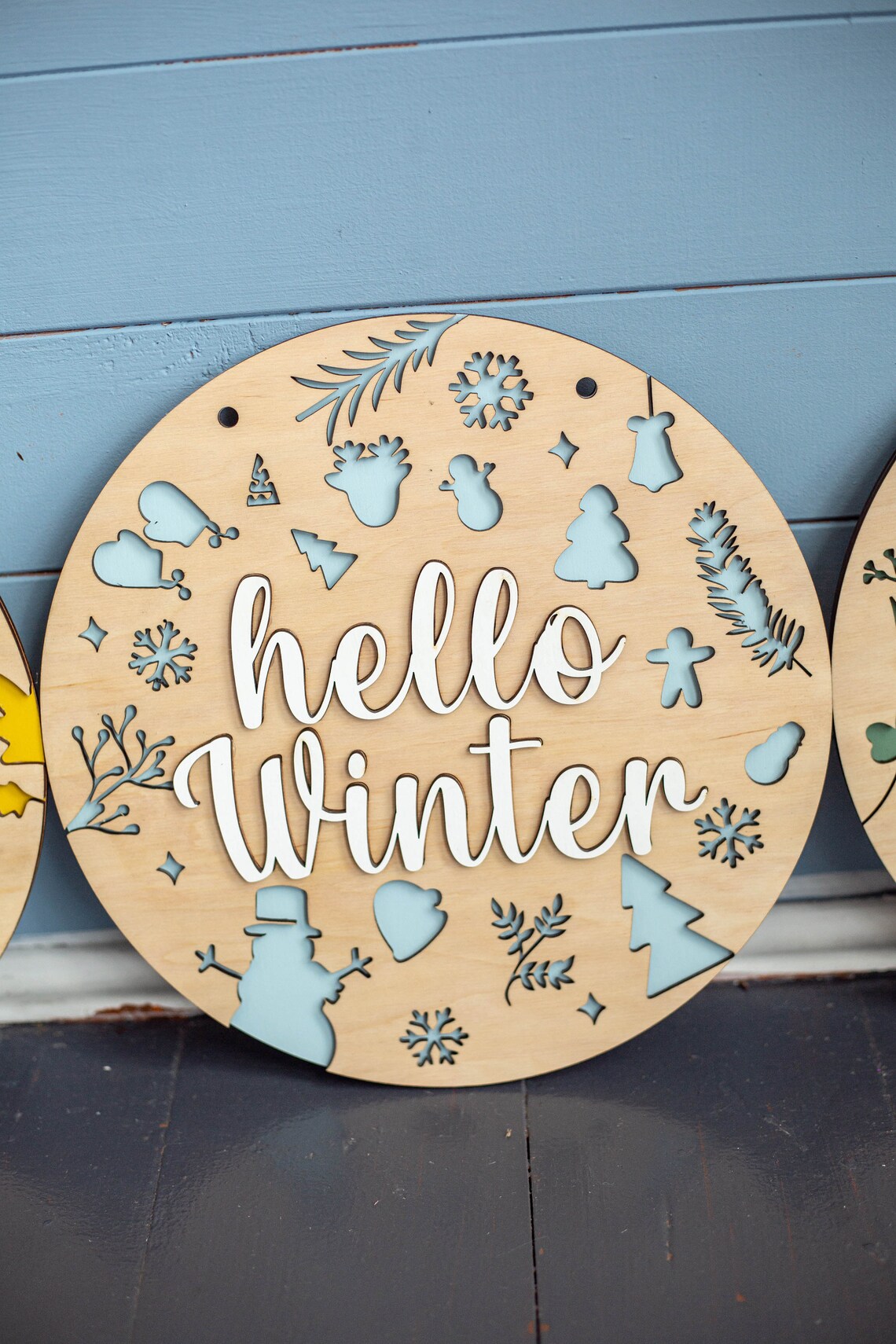 Seasonal Wooden Signs, Hello Season Door Sign, Coffee Bar Decor, Garden ...