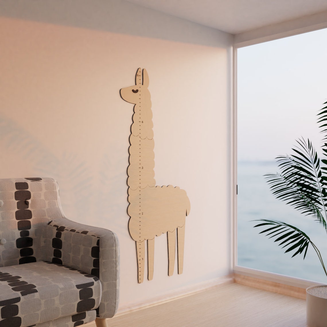 Llama Kids Growth Chart, Wooden Height Chart, Llama Nursery Wall Decor ...