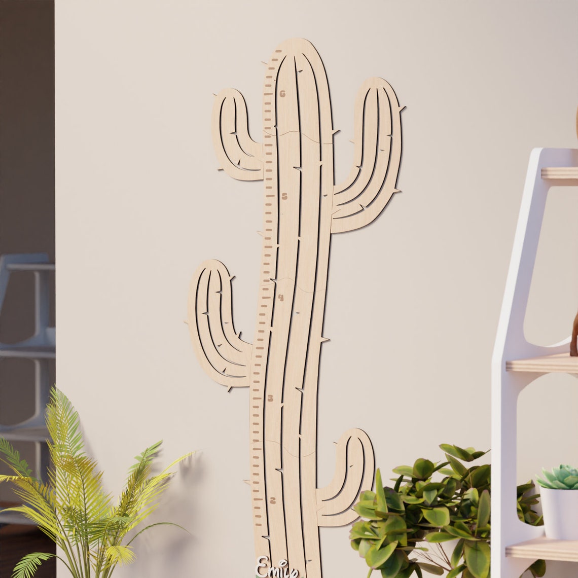 Cactus Growth Chart, Cactus Nursery Decor, Wooden Wall Growth Chart ...